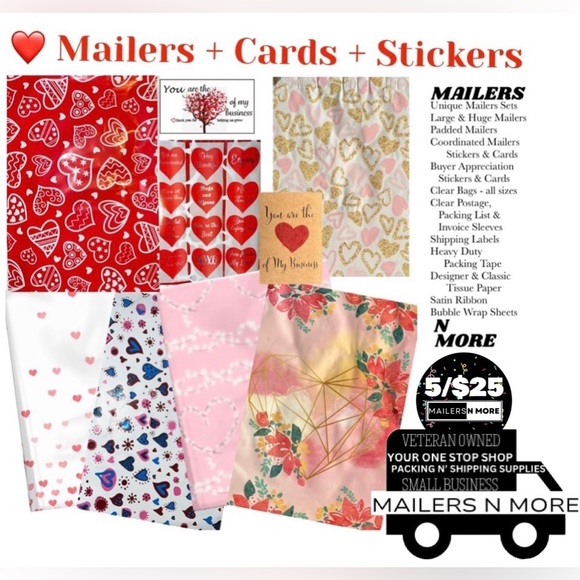 Mailers N More | Office | Poly Mailers Cards Stickers Hearts ...